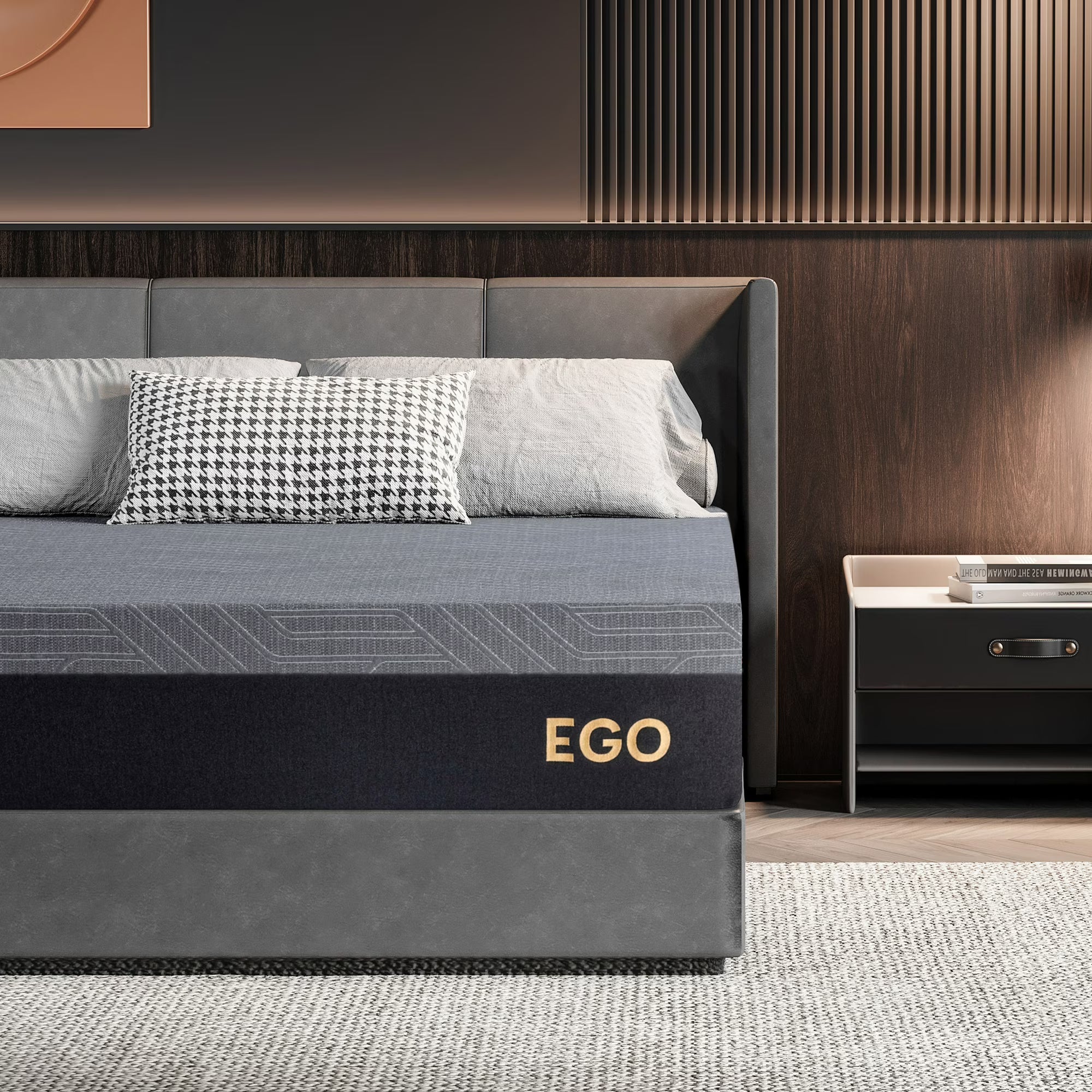 EGOHOME Ego Black 12 inch Queen Mattress in a Box, Gel Memory Foam Mat ...